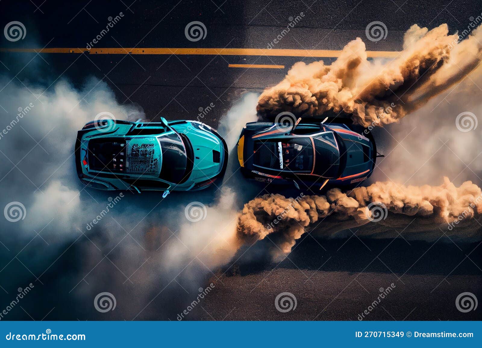 Two Race Cars Competing in a Drift.generative Ai Stock Illustration ...