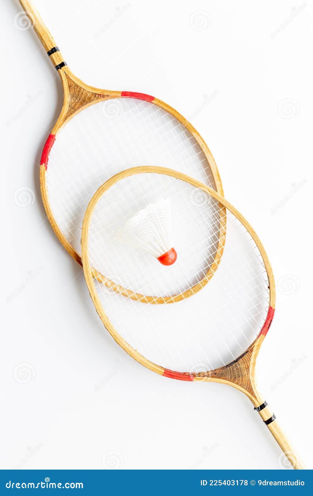 Two Rackets and Shuttlecock for Playing Badminton, Top View Stock Photo ...