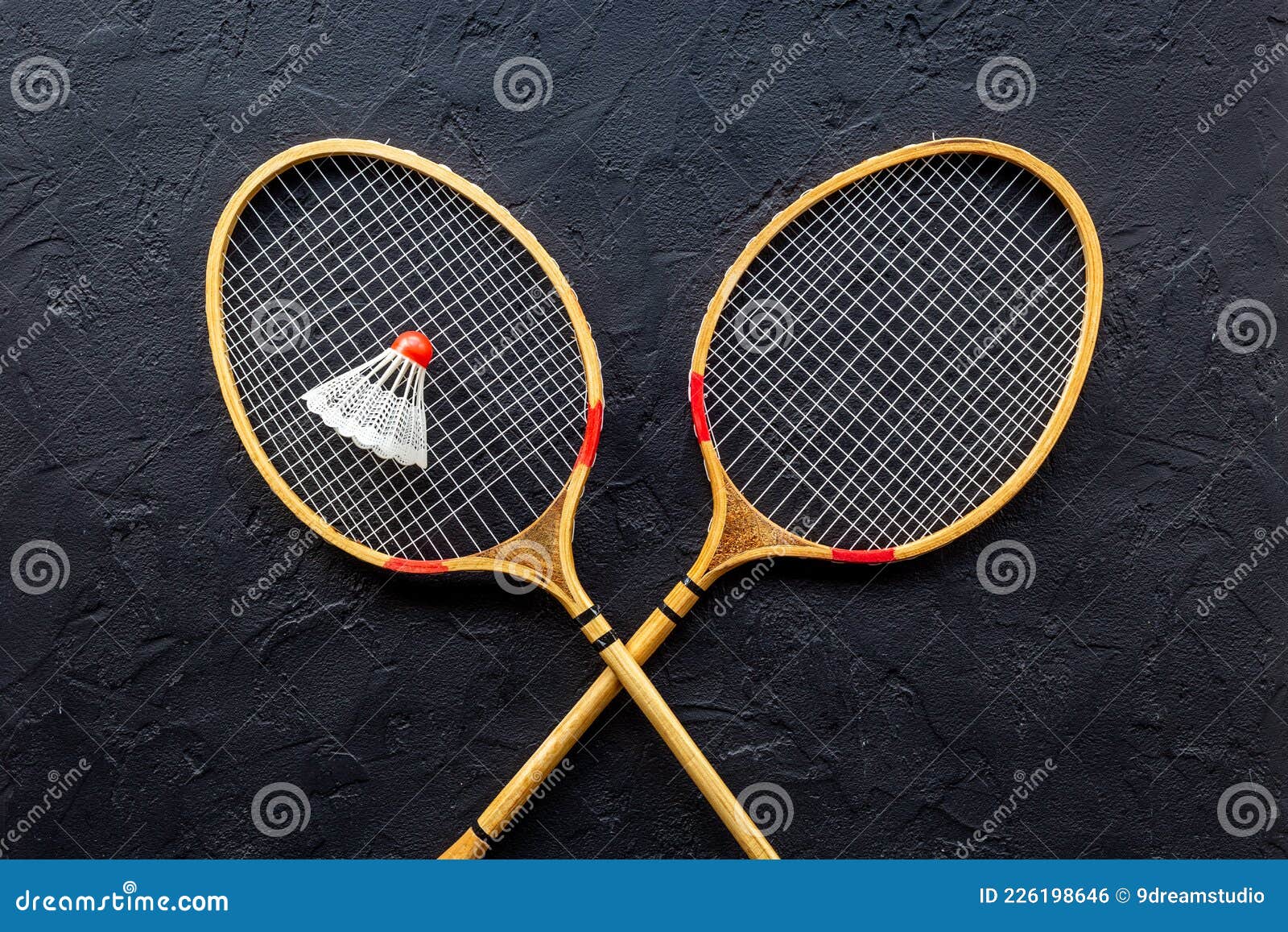 Two Rackets and Shuttlecock for Playing Badminton, Top View Stock Photo ...