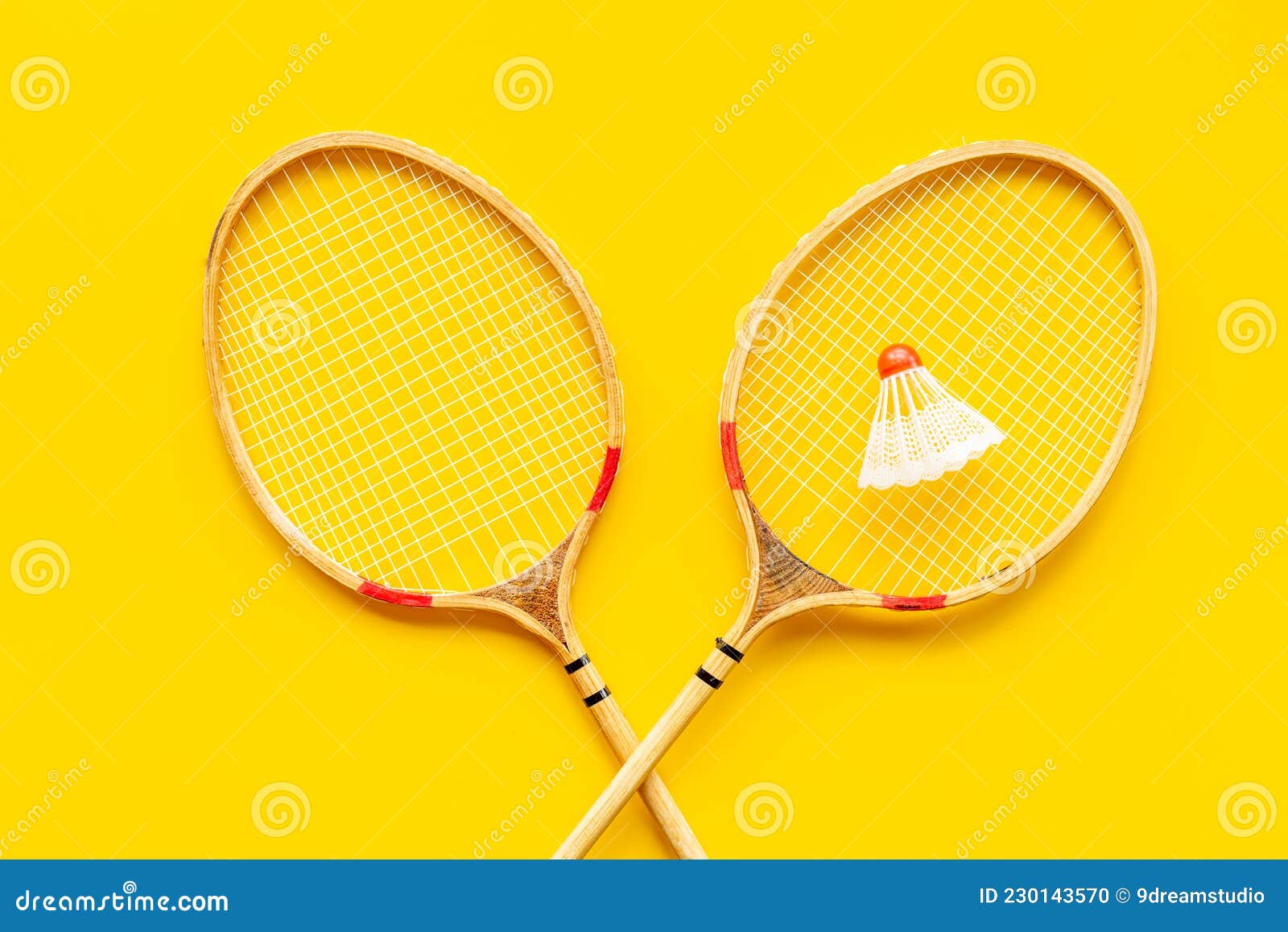 Two Rackets and Shuttlecock for Playing Badminton, Top View Stock Photo ...