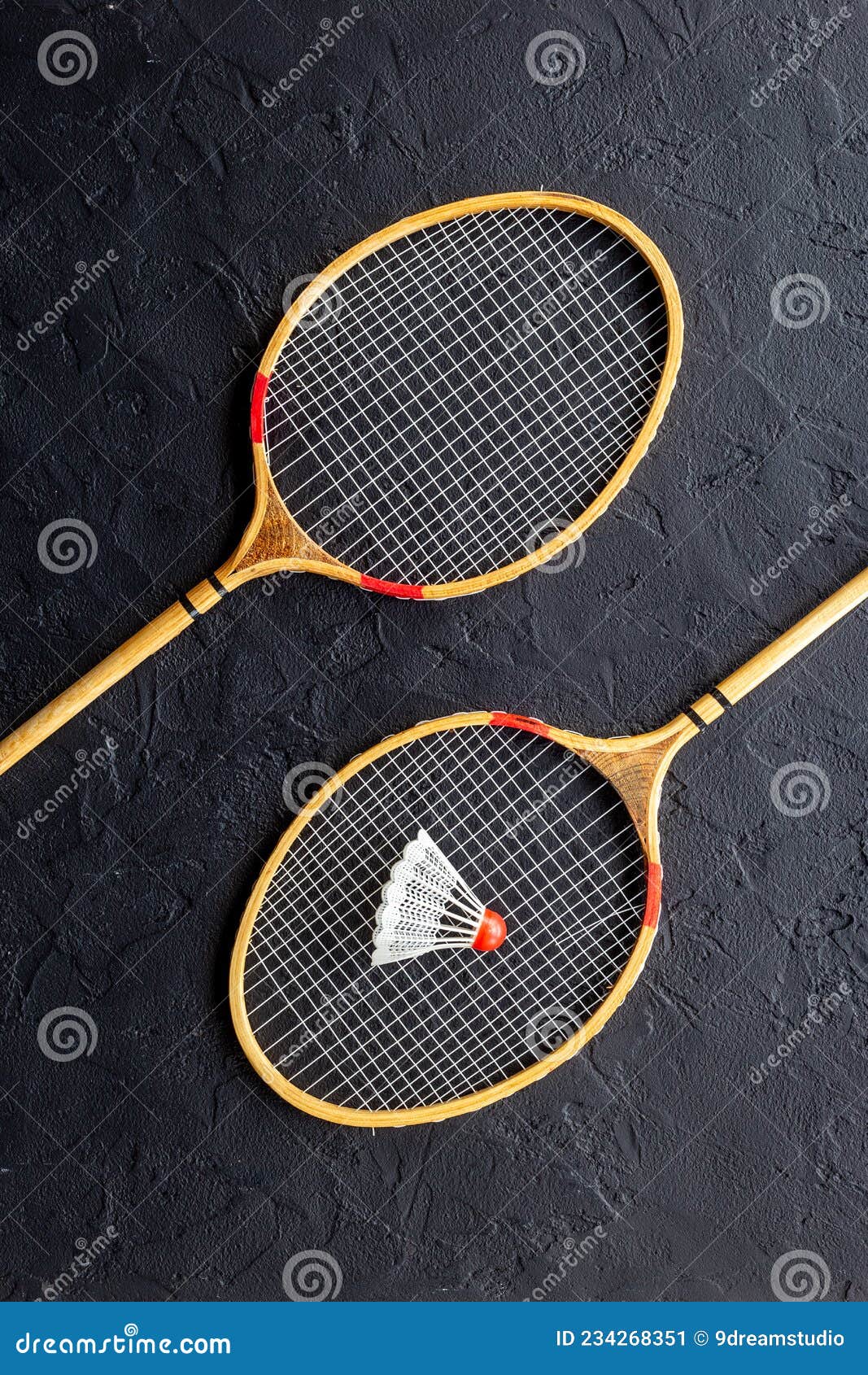 Two Rackets and Shuttlecock for Playing Badminton, Top View Stock Image ...