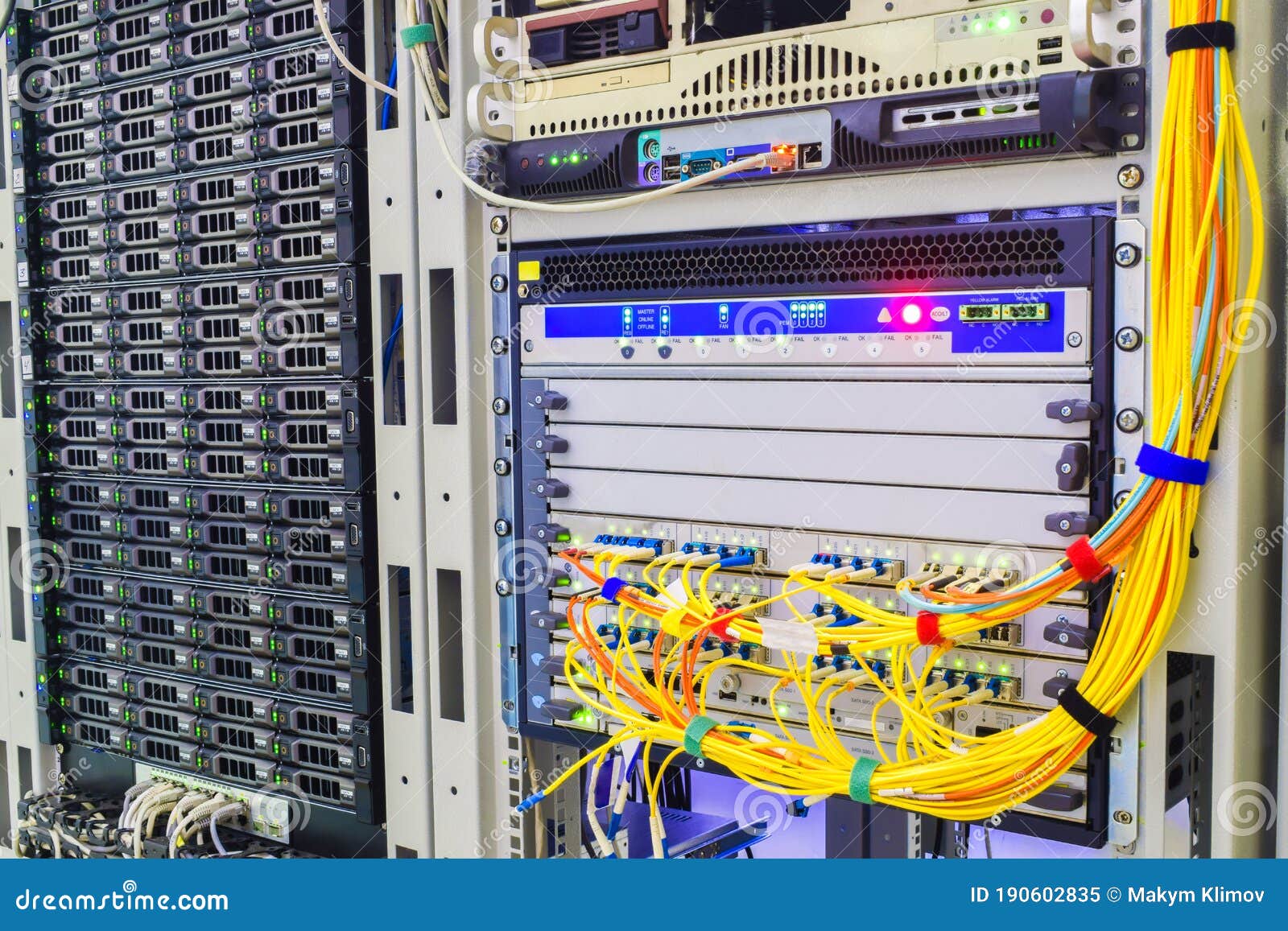 Two Racks with Servers are Located in the Server Room of the Data ...