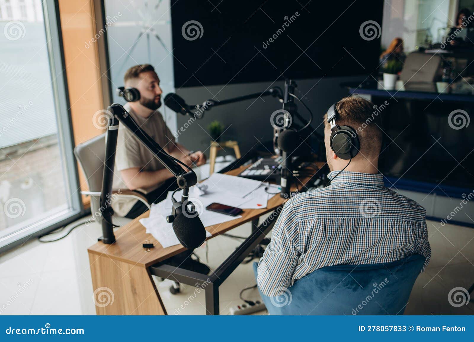 Two Radio Hosts Moderating a Live Show for Radio Stock Image - Image of ...