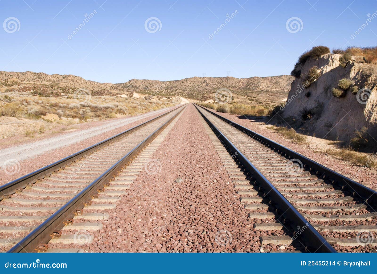 Two Railroad Tracks in the Desert Stock Photo - Image of travel, desert ...