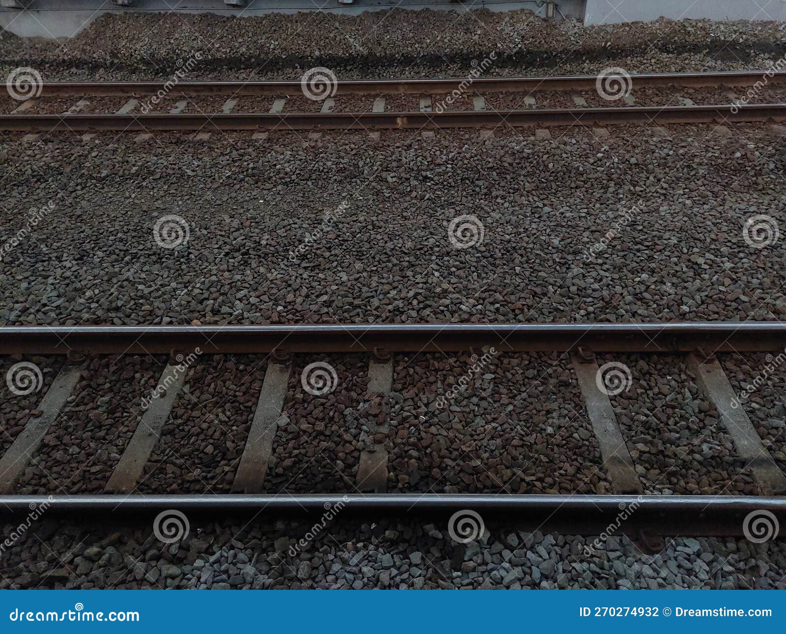 Two Railroads on Pebbles Surface at Train Station Stock Photo - Image ...