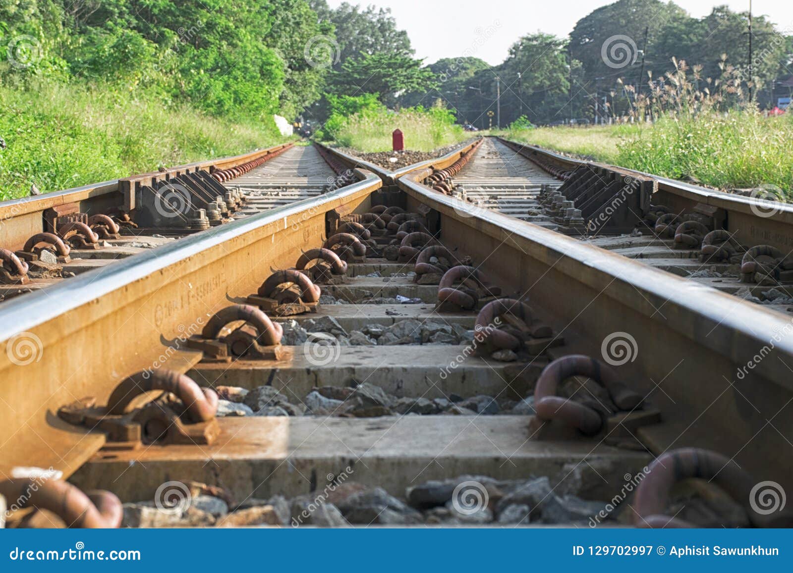 Two railway tracks stock image. Image of landscape, locomotive - 129702997