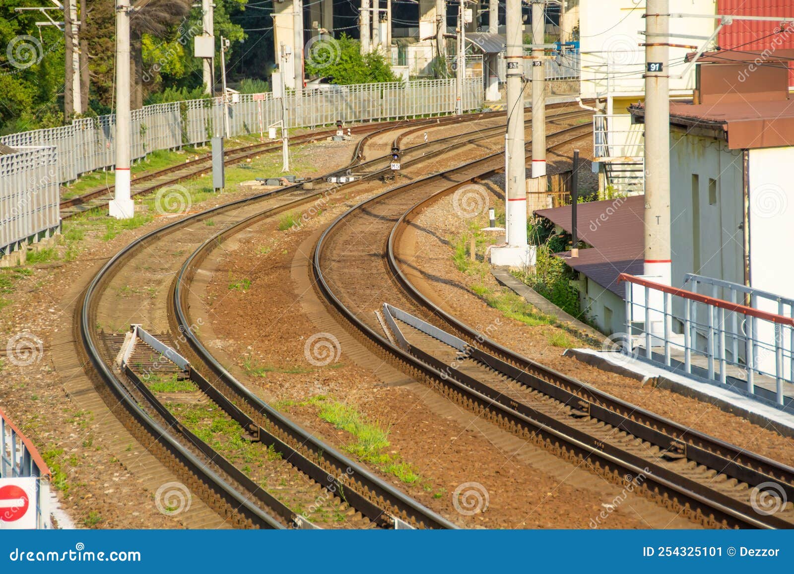 Two Railway Tracks for Different Directions of Train Movement. View of ...