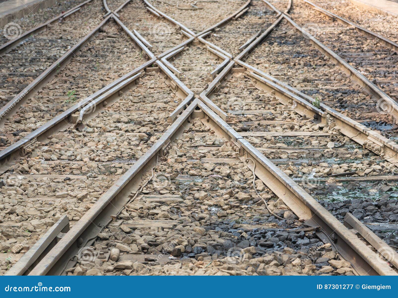 Two Railway Tracks Merge for Train Transportation Stock Image - Image ...
