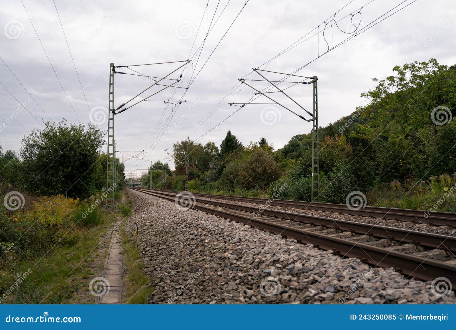 Two Railway Tracks in a Rural Environment on an Autumn Day Stock Image ...