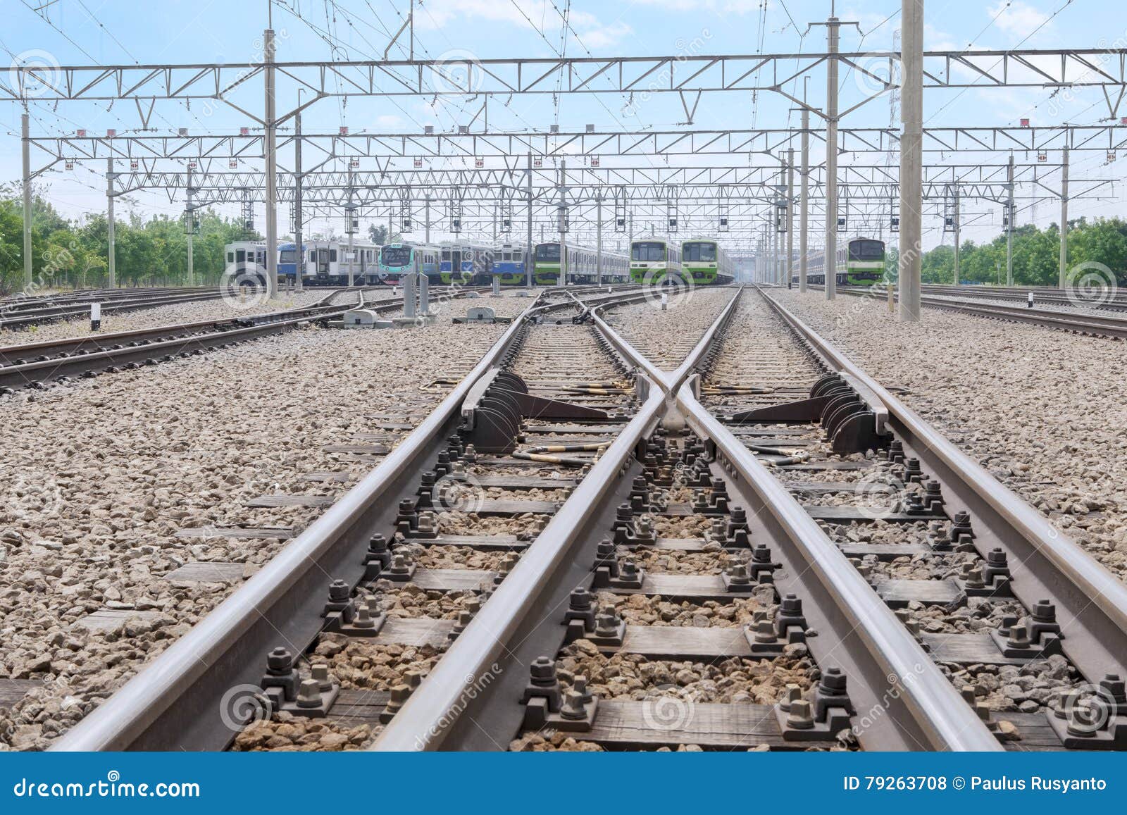 Two Railways with Switch Track Stock Photo - Image of junction ...