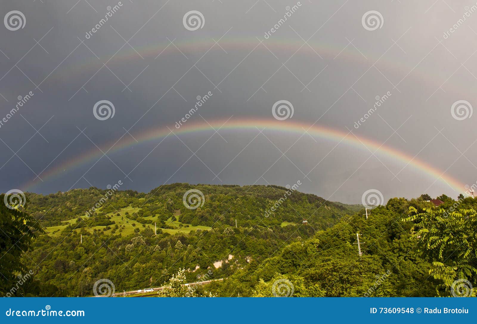 Two rainbows stock photo. Image of belvedere, prahova - 73609548