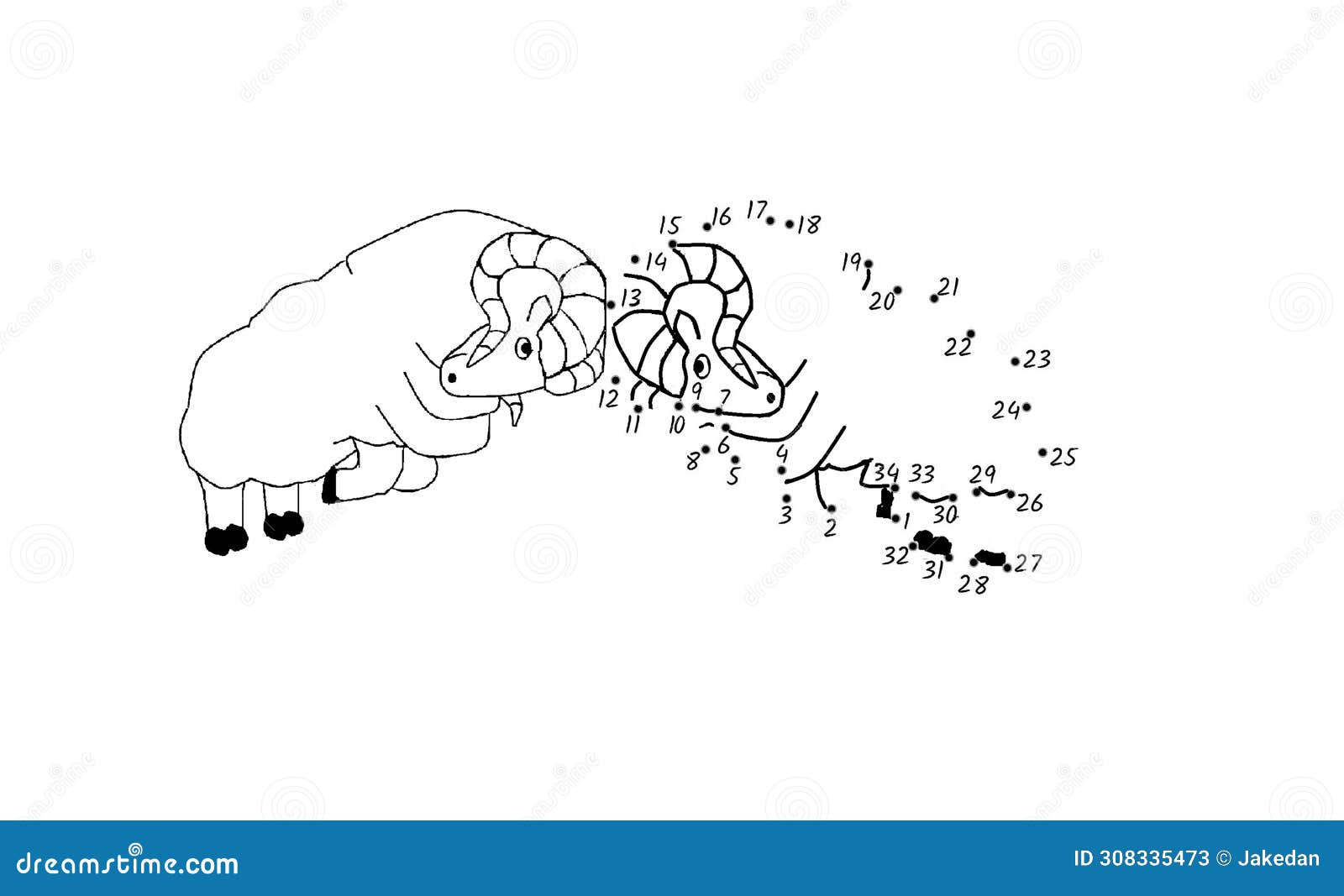 Two Rams Fighting, Colouring Page and Dot-to-dot Stock Image - Image of ...