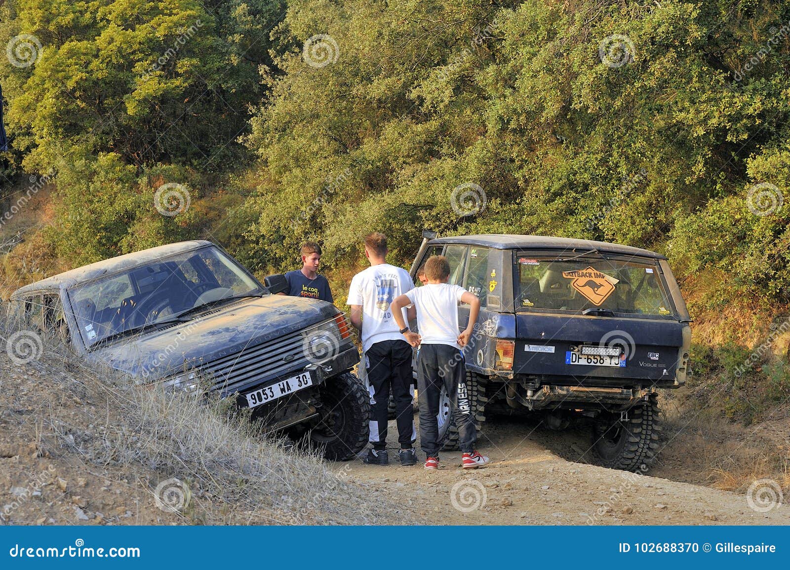 Two Range Rovers editorial image. Image of dirt, europe - 102688370