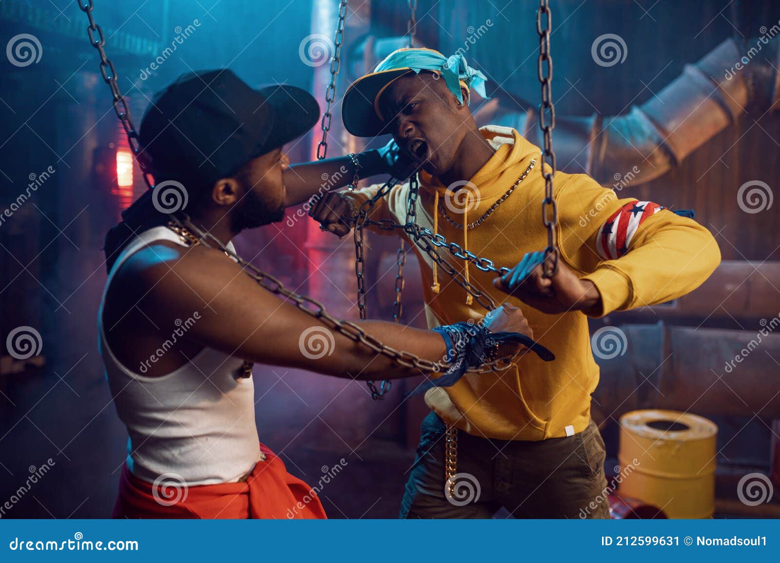 Two Rappers Posing, Performing in Studio Stock Image - Image of people ...