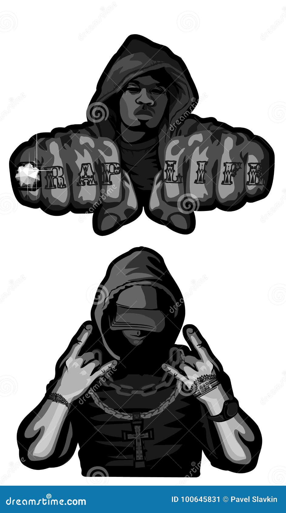 Isolated Set Of Rappers With Microphones Singing On Concert Stage ...