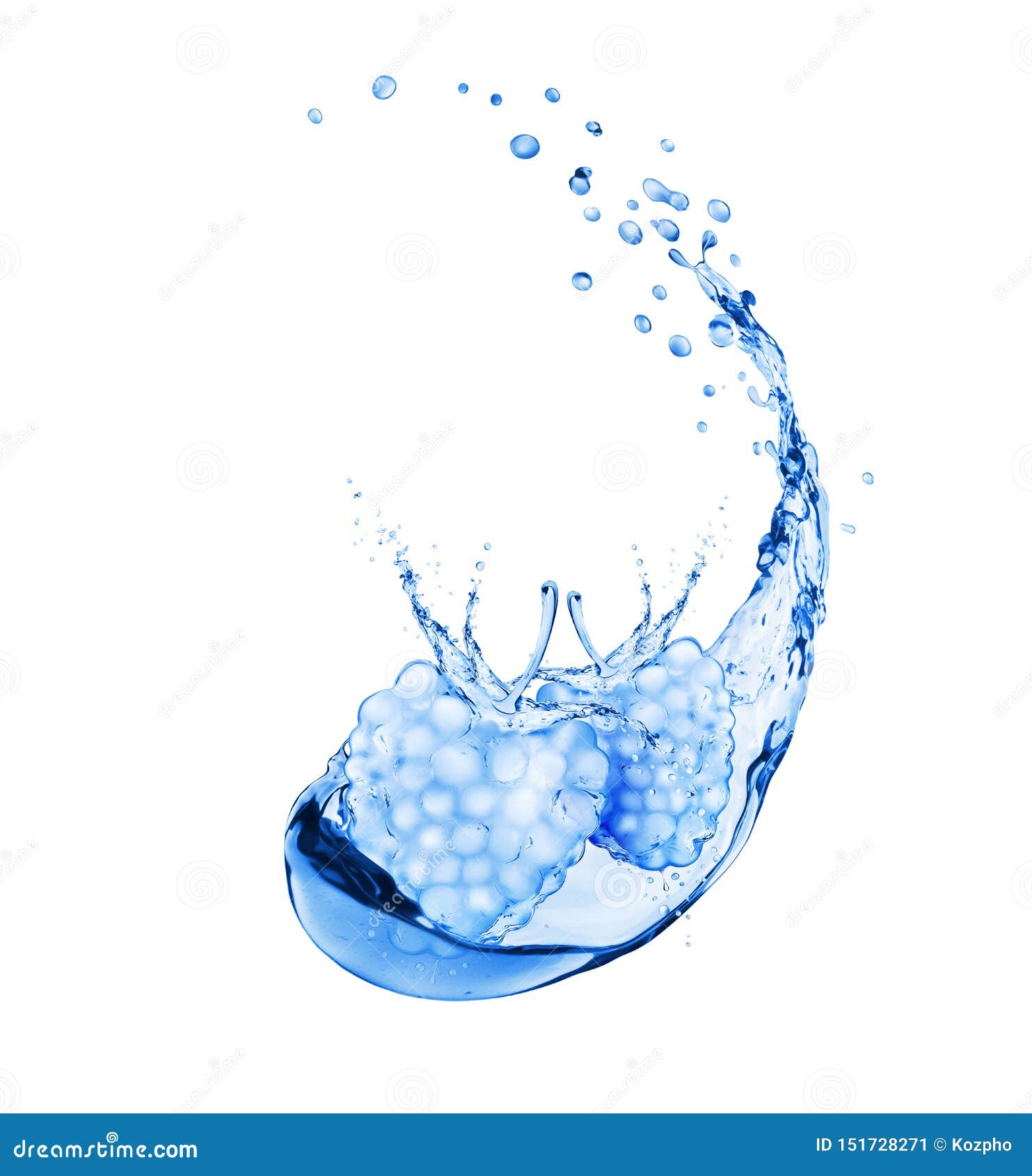 Two Raspberries Made of Water Splashes. Conceptual Image Isolated on ...