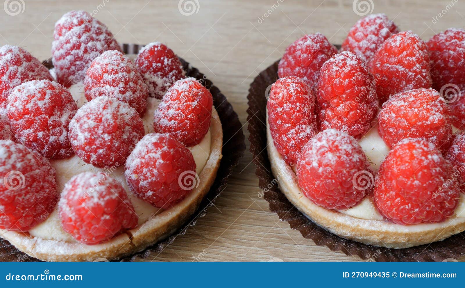 Two Raspberry Tarts at the Table Stock Image - Image of calories, fresh ...