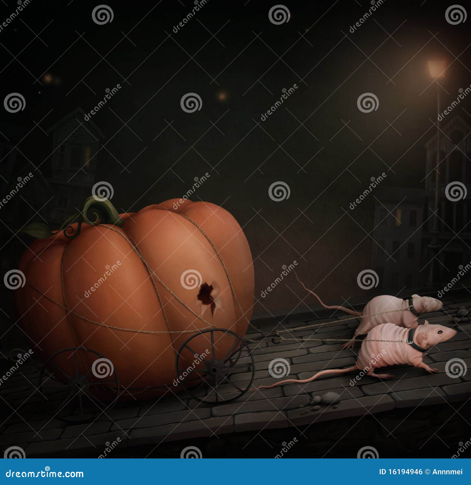 Two rats and a pumpkin. stock illustration. Illustration of pavers ...