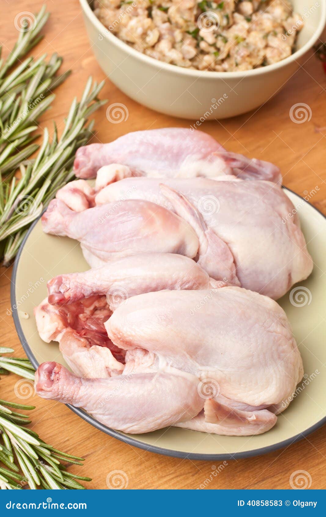 Two Raw Birds with Stuffing Stock Image - Image of meat, background ...