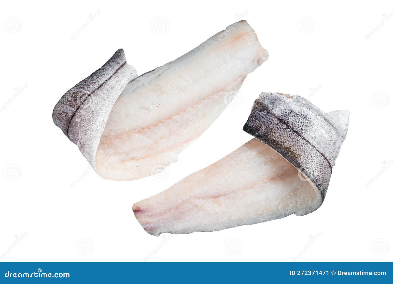 Two Raw Haddock Fish Fillets on Kitchen Table. Isolated on White ...