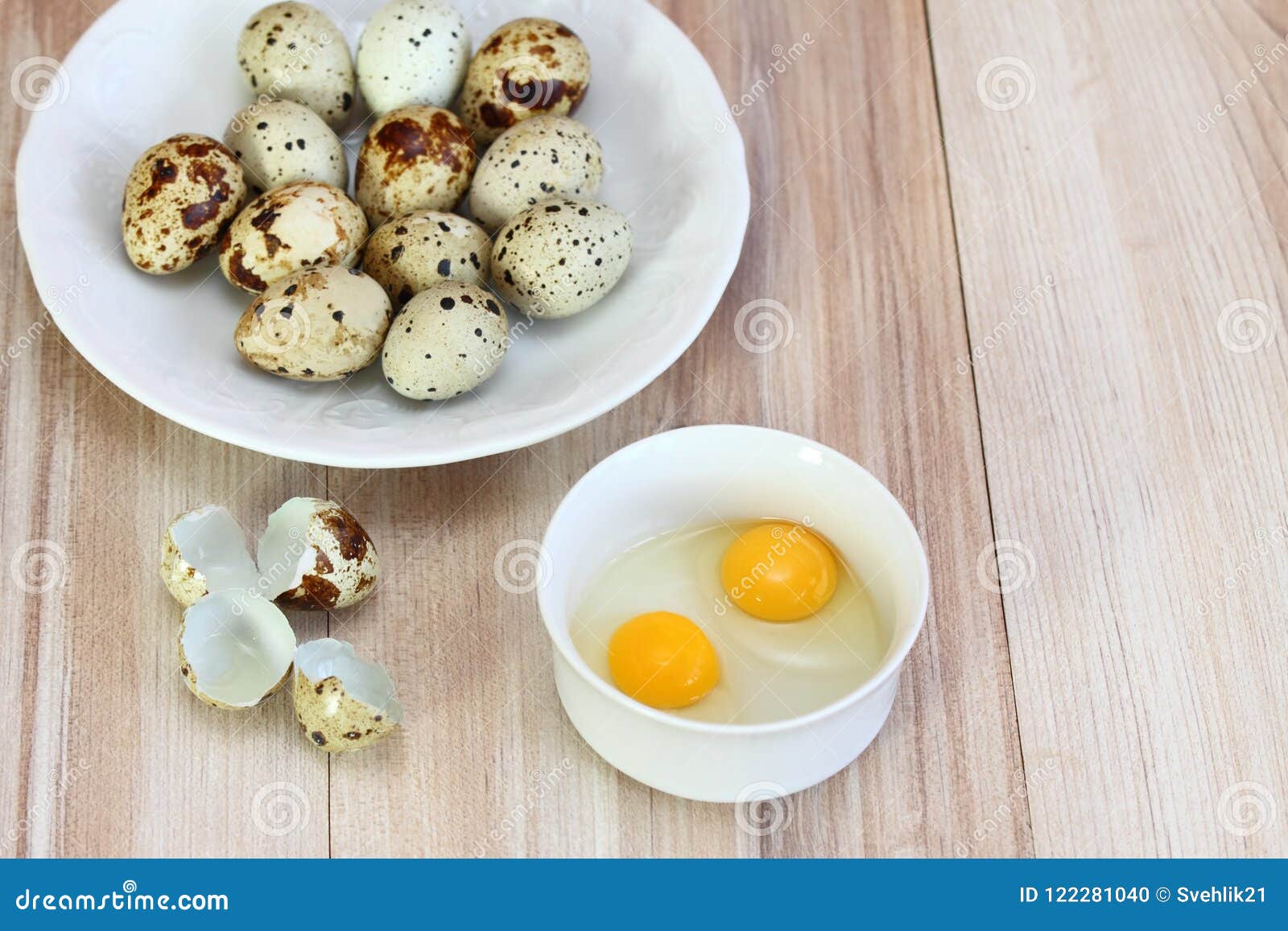Two Raw Partridge Eggs in a White Bowl Stock Photo - Image of meal ...