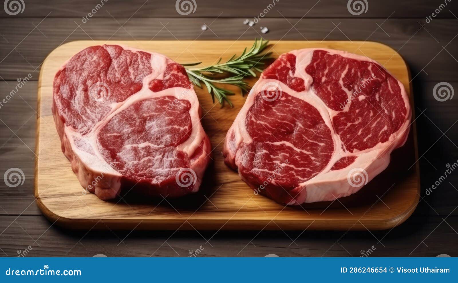 Two raw ribeye beef steaks stock illustration. Illustration of ...