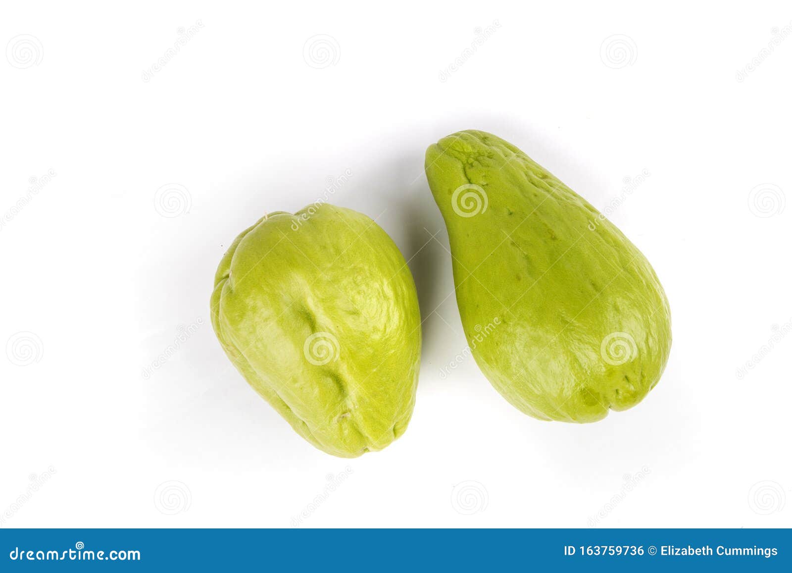 Two Raw Whole Ripe Green Chayote Mexican Squash Stock Photo - Image of ...