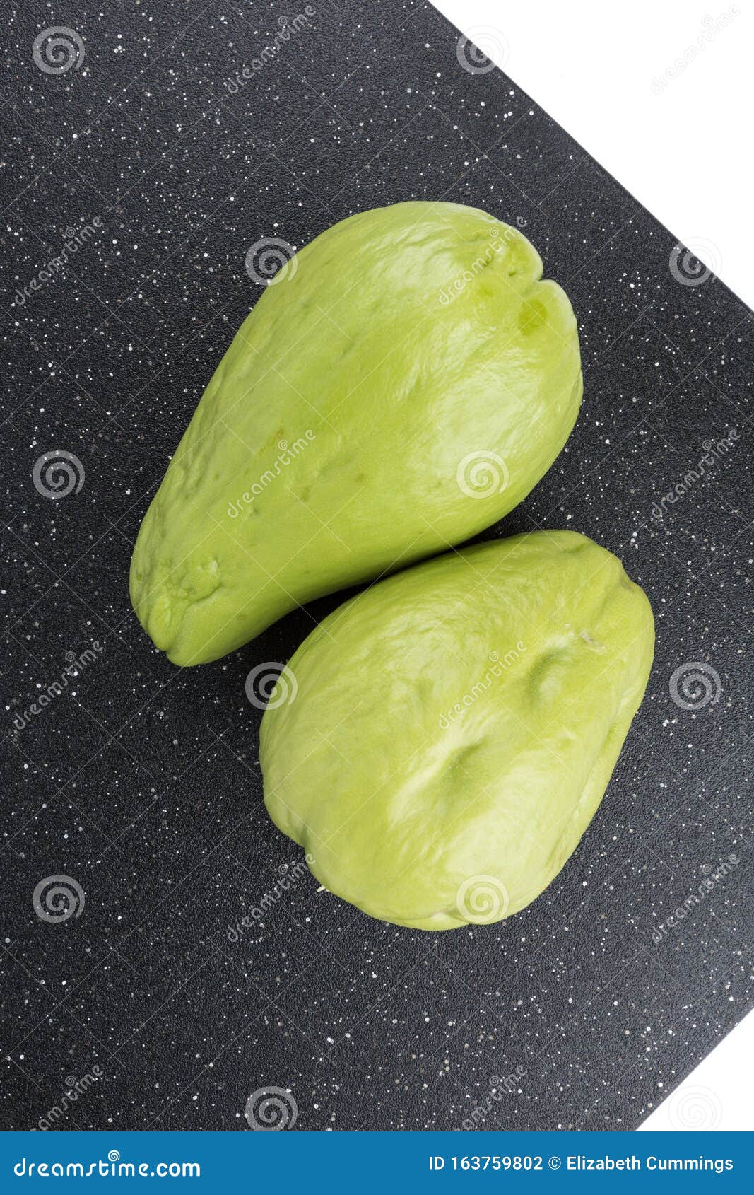 Two Raw Whole Ripe Green Chayote Mexican Squash Stock Photo - Image of ...