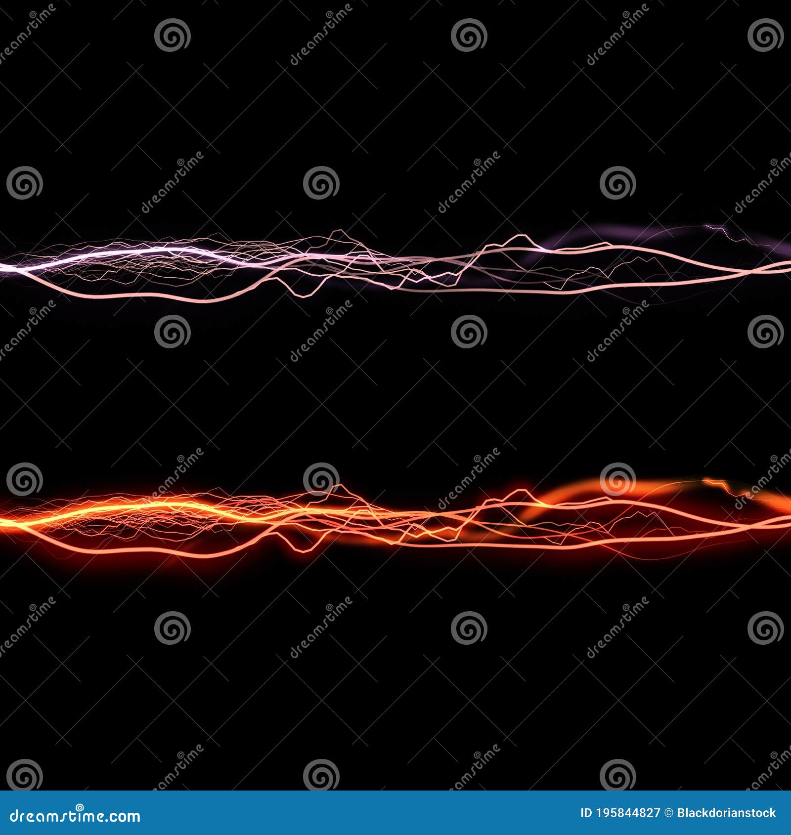 Two Rays of Electricity on Black Blackground Stock Illustration ...