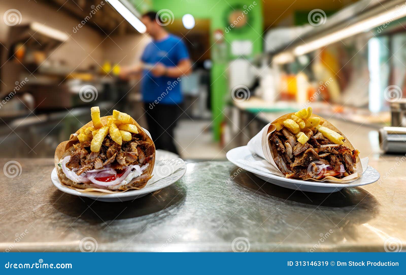 Two ready-made shawarma. stock image. Image of interior - 313146319