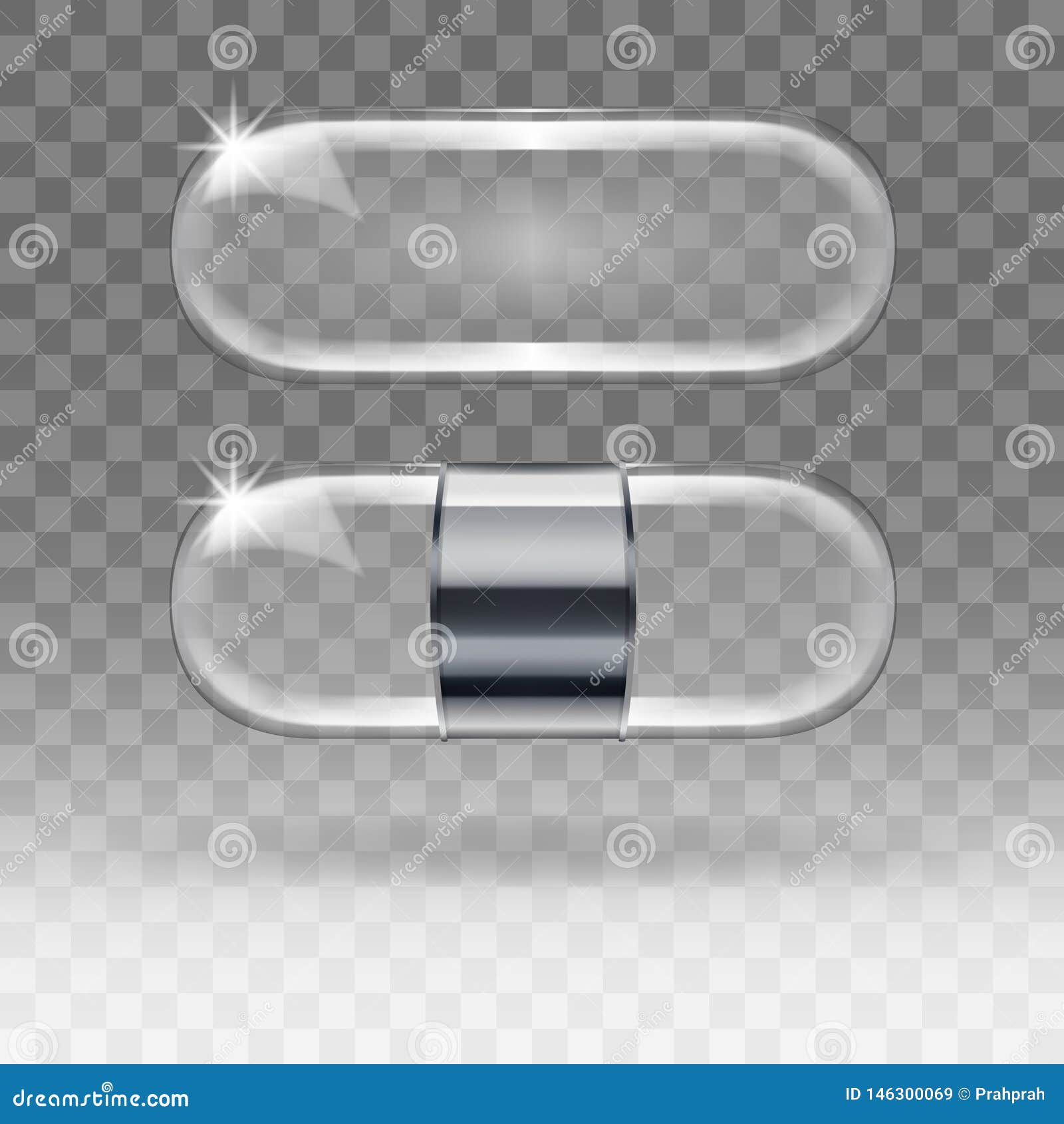 Two Realistic Empty Transparent Glass Capsule Showcase Stock Vector ...