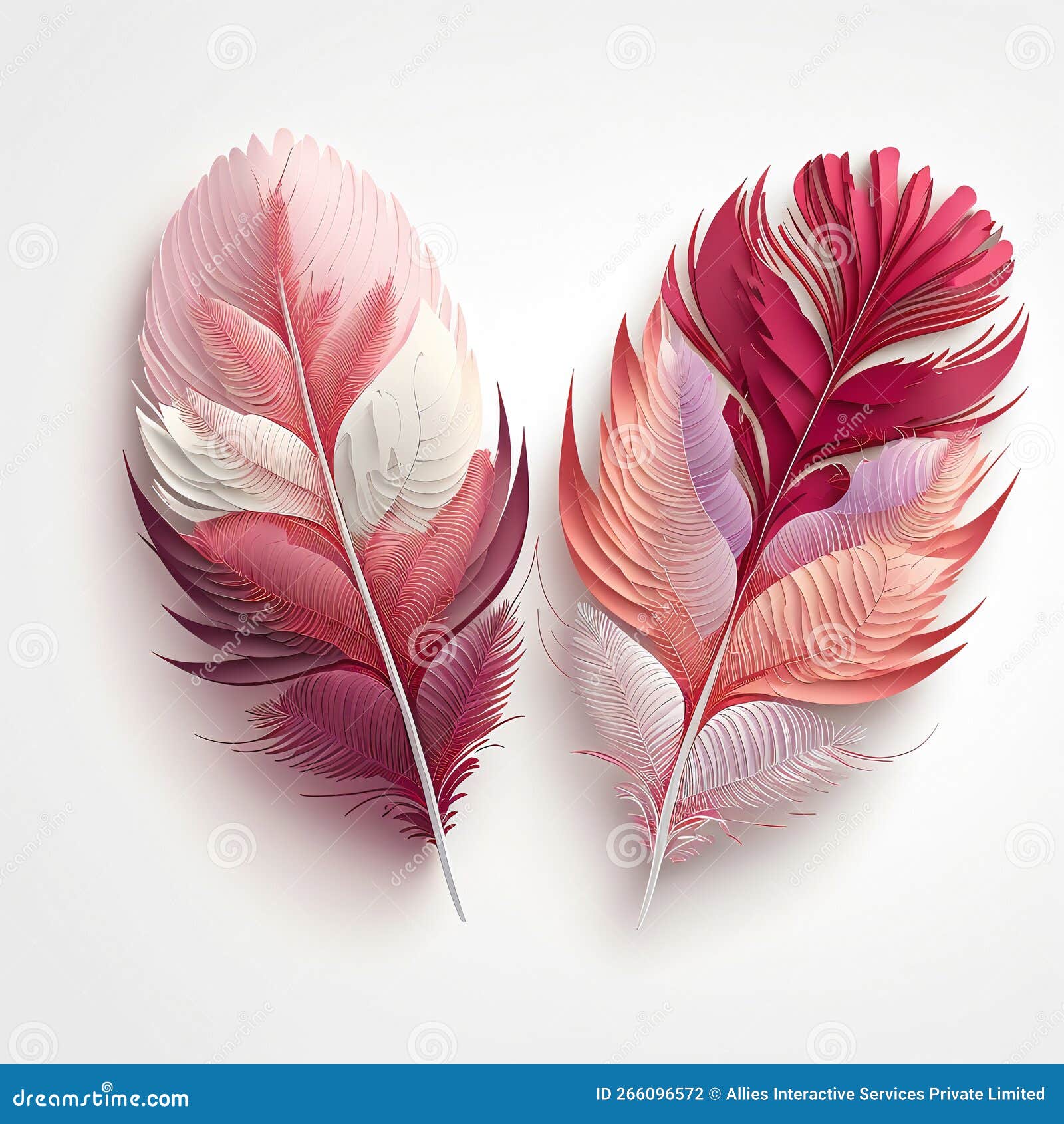 Two Realistic Feathers Element in Soft Gradient Stock Illustration ...
