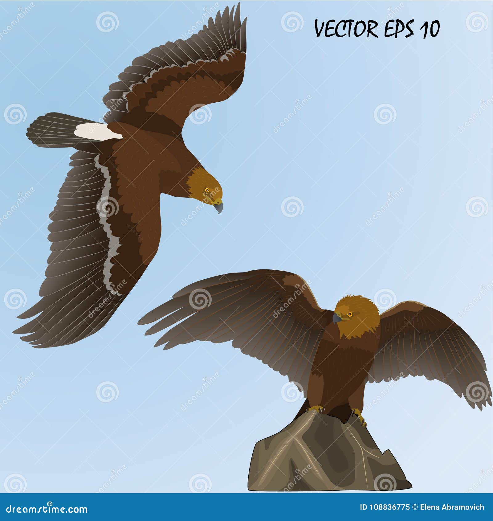Two Realistic Golden Eagles on Gradient Background Stock Vector ...