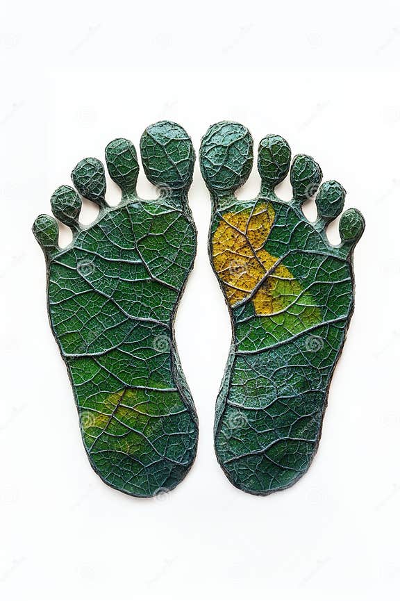 Two Realistic Leaf Footprints on a White Background Showcasing Natures ...