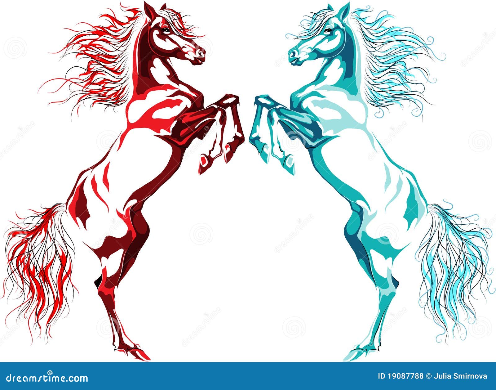 Two Rear Horses Cartoon Vector | CartoonDealer.com #15564685