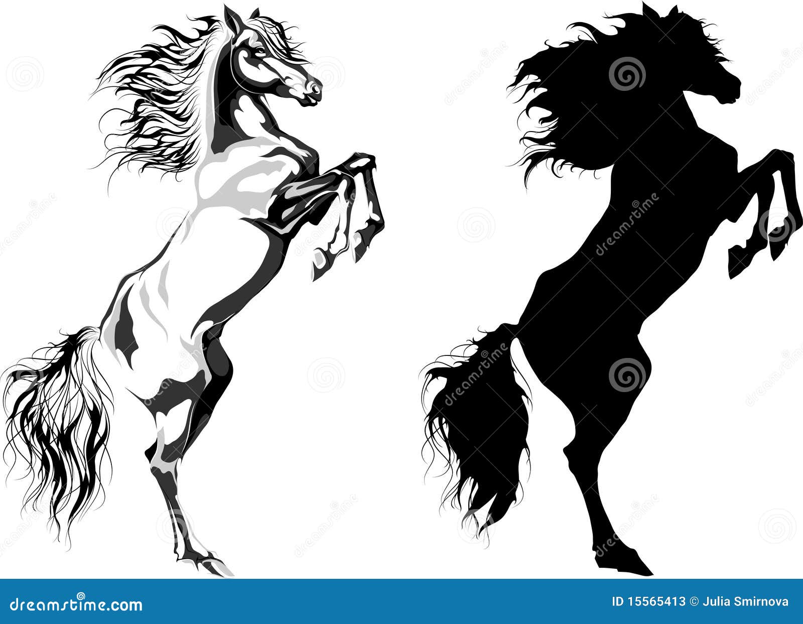 Two Rear Horses Cartoon Vector | CartoonDealer.com #15564685