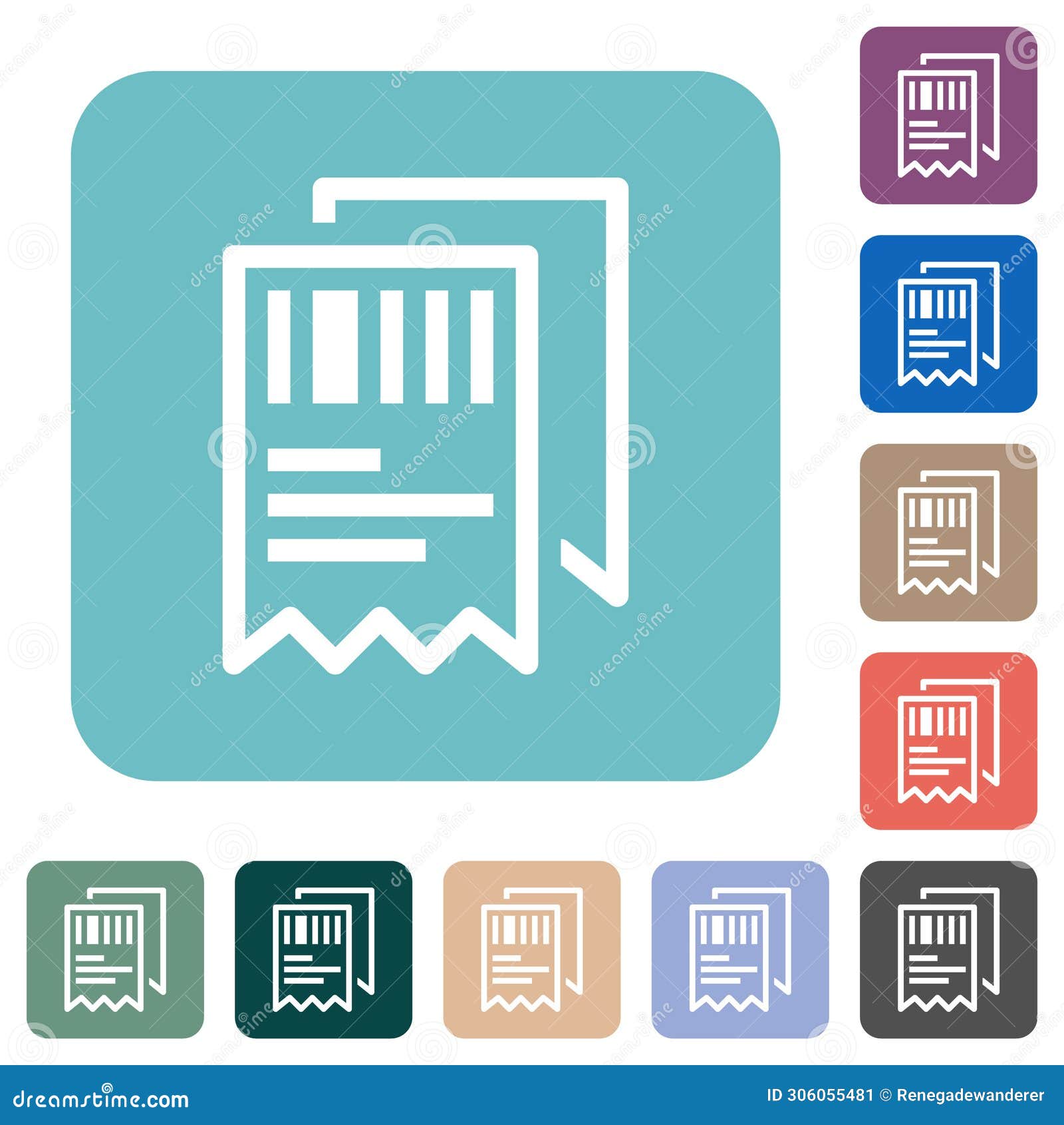 Two Receipts With Barcode Outline Rounded Square Flat Icons Cartoon ...