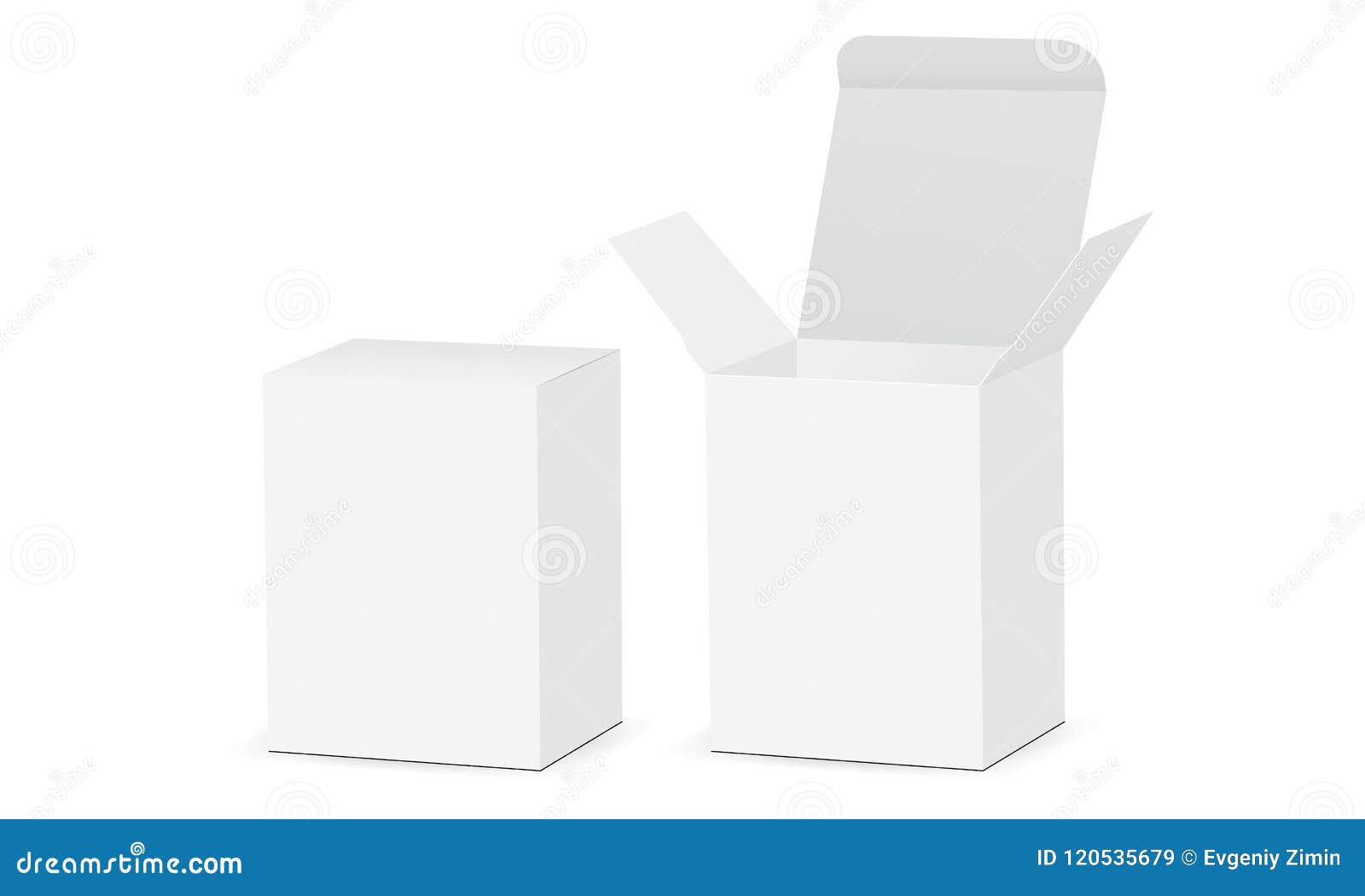 Two Rectangular Boxes Mockups with Open and Closed Lid Stock Vector ...