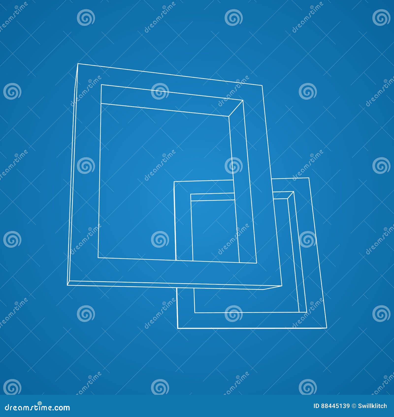 Two Rectangular 3D Frames Blueprint Stock Vector - Illustration of ...
