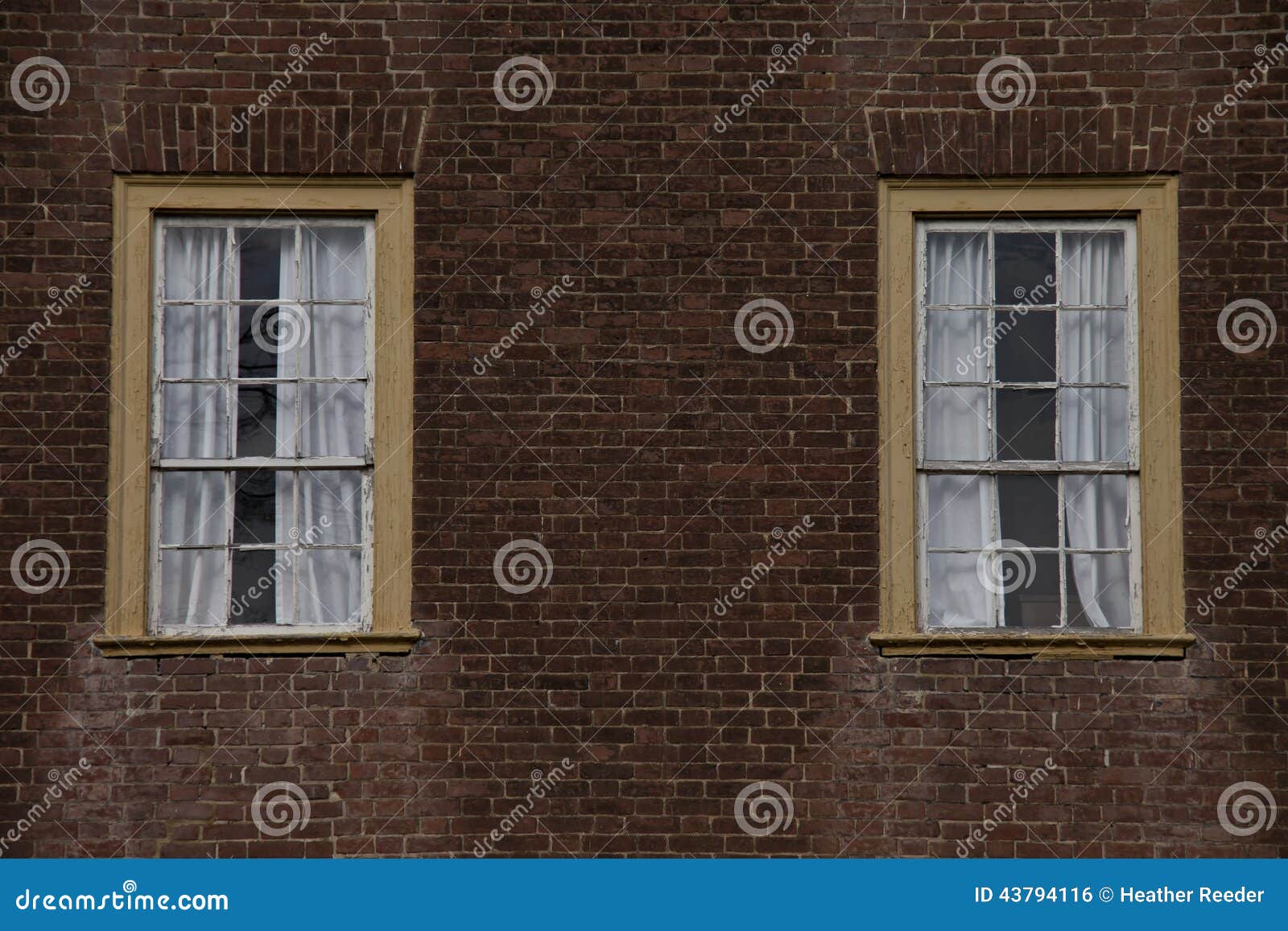 Two Rectangular Windows on Red Brick Wall. Stock Photo - Image of ...