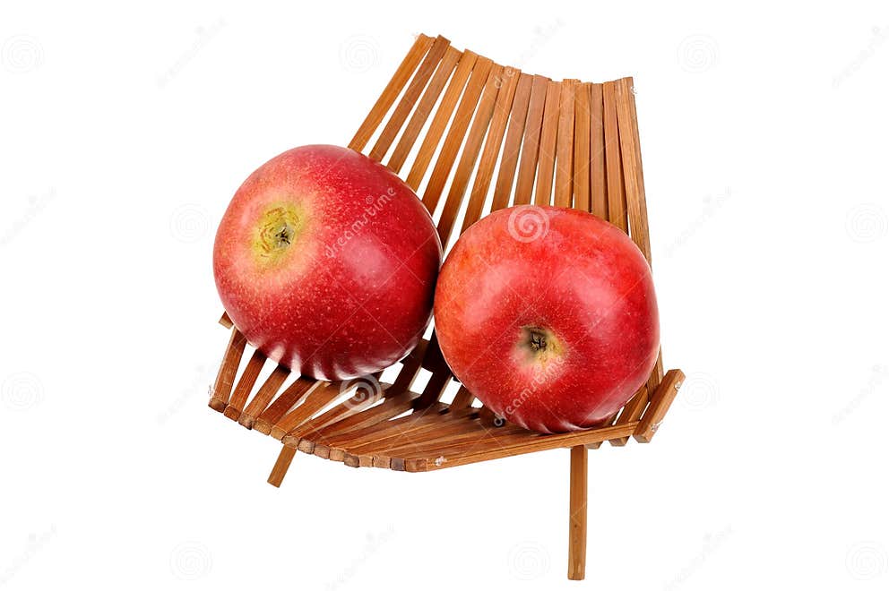 Two red apple in a basket stock photo. Image of white - 22474924