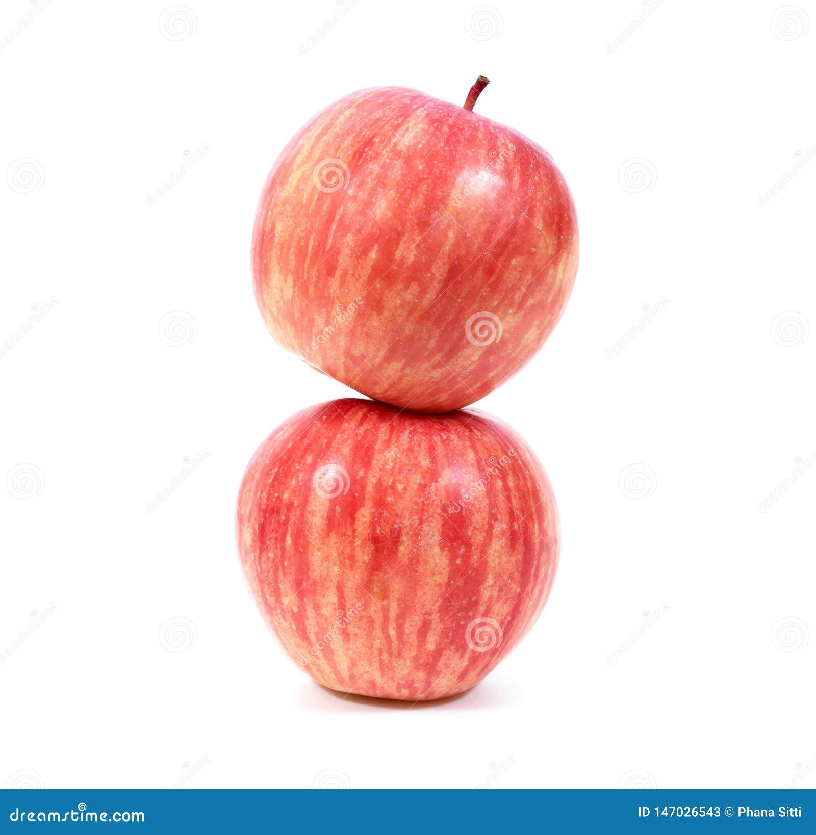 Two Red Apple Stack Isolated on White Background. Apple Isolated Stock ...