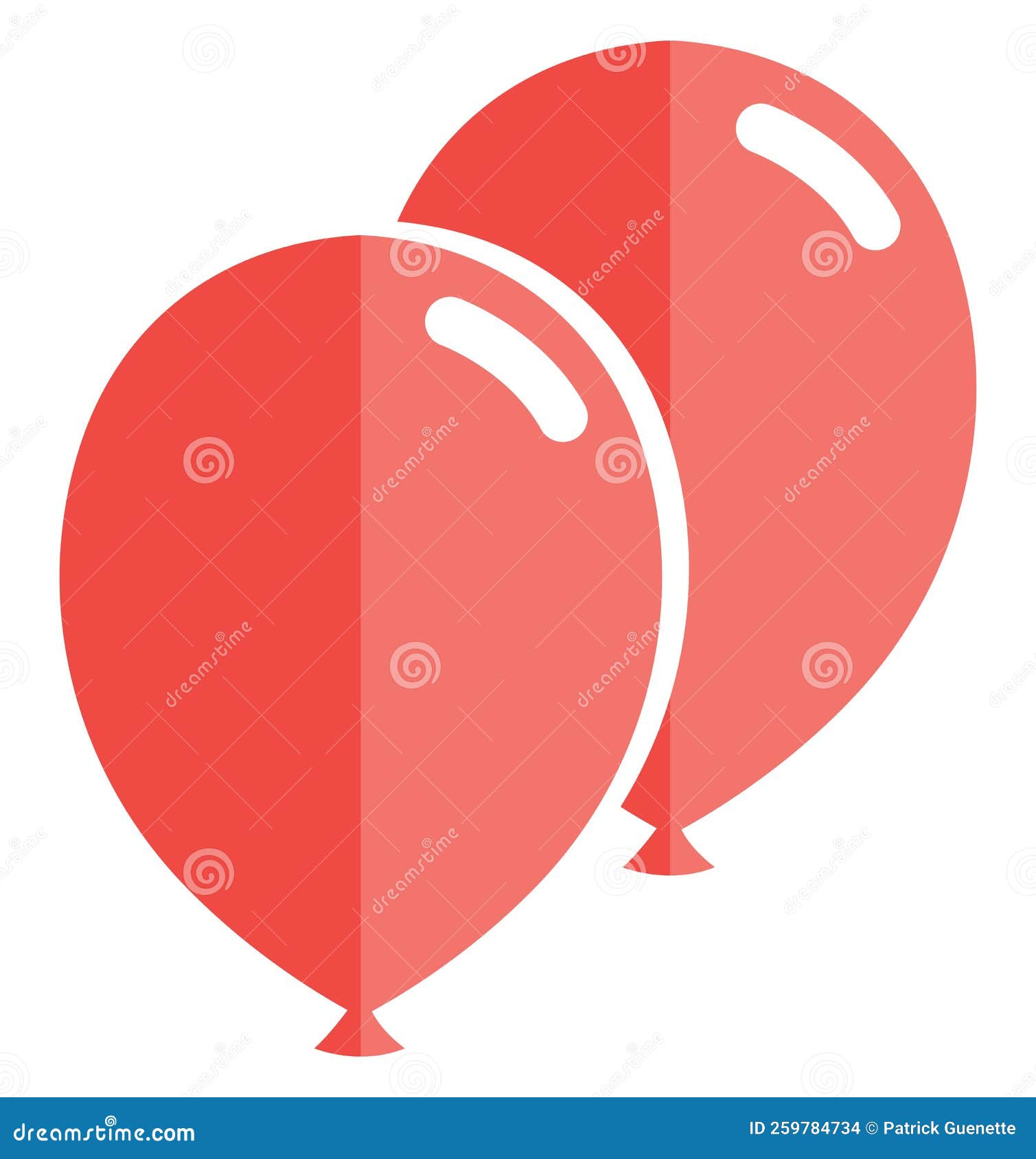Two red balloons, icon stock vector. Illustration of happy - 259784734