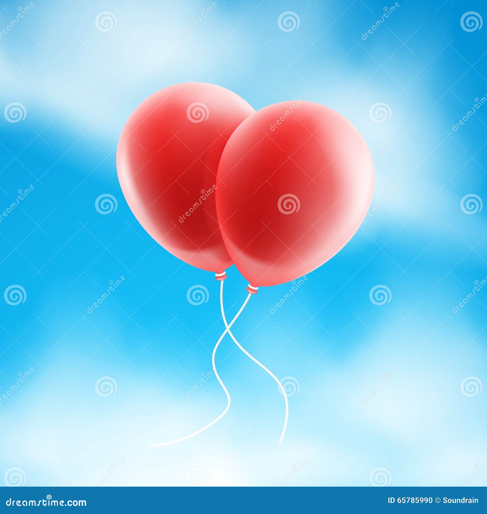 Two Red Balloons in the Sky. Stock Illustration - Illustration of peace ...