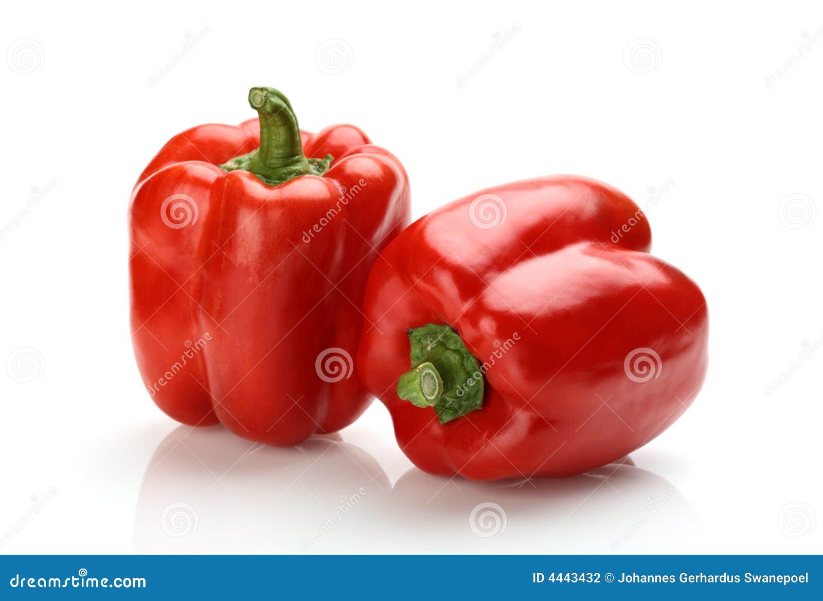 Two Red bell peppers stock photo. Image of closeup, white - 4443432