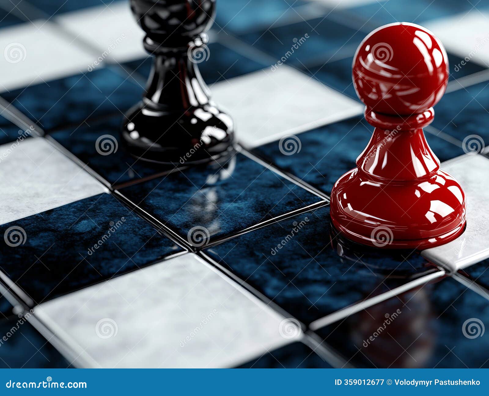 Two Red and Black Chess Pieces on a Chess Board Stock Image - Image of ...