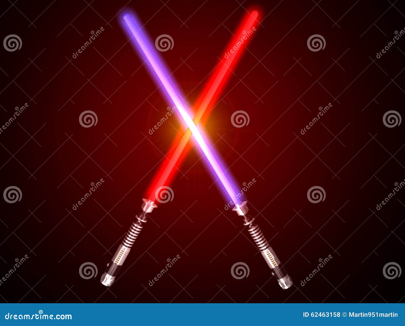 Two Red and Blue 3d Light Future Swords Fight Stock Illustration ...