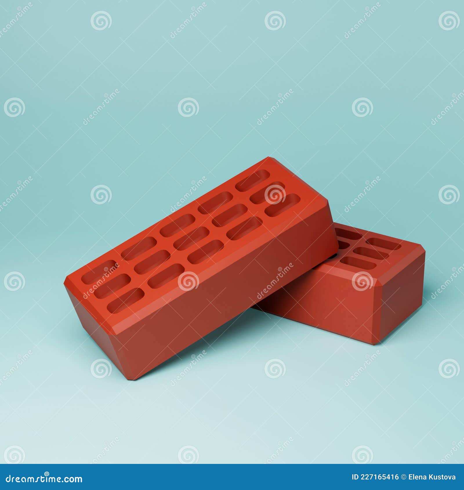Two Red Bricks with Holes. 3d Illustration Stock Illustration ...