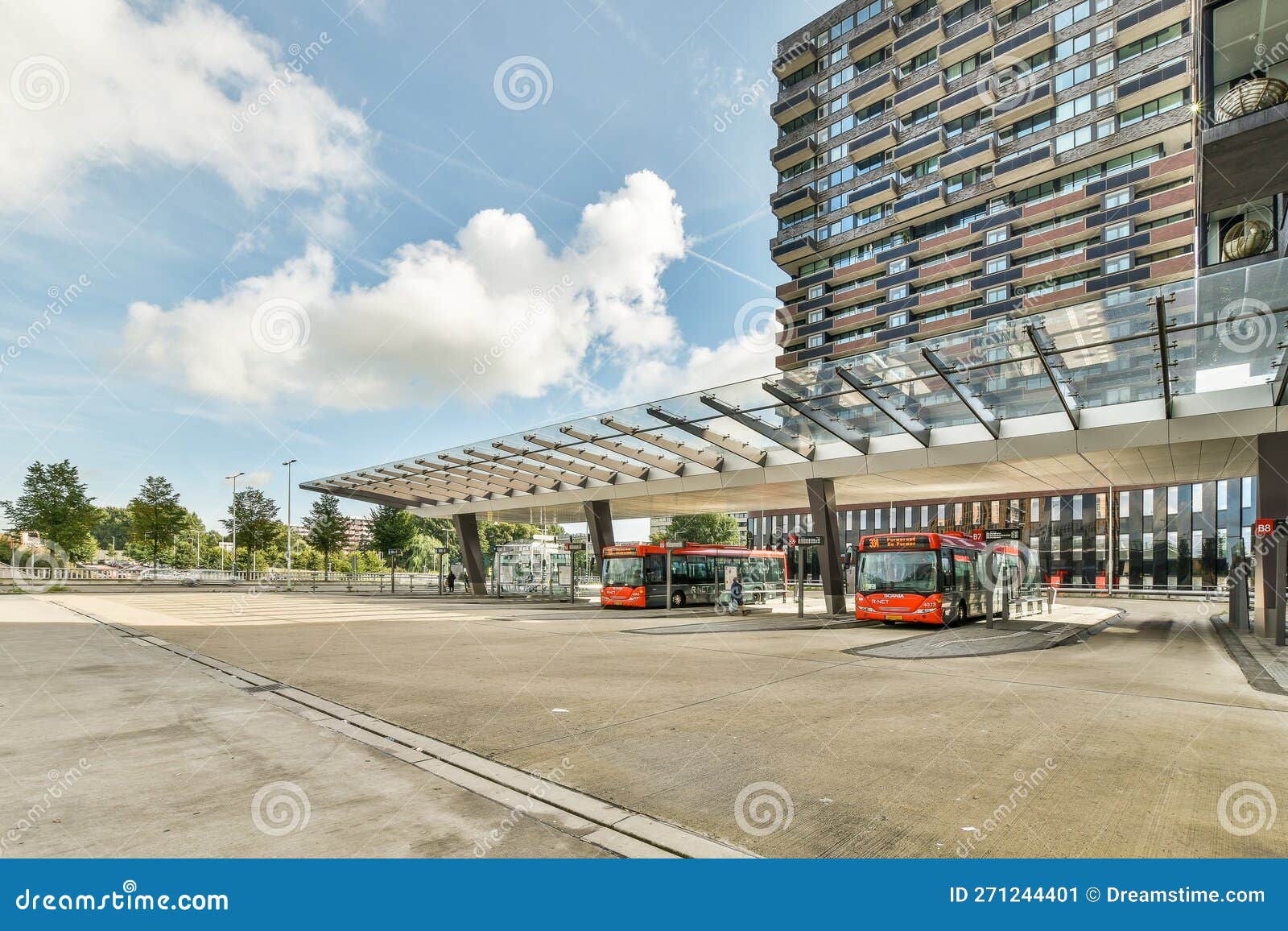Two Red Buses Parked at a Bus Stop at a Editorial Photo - Image of ...