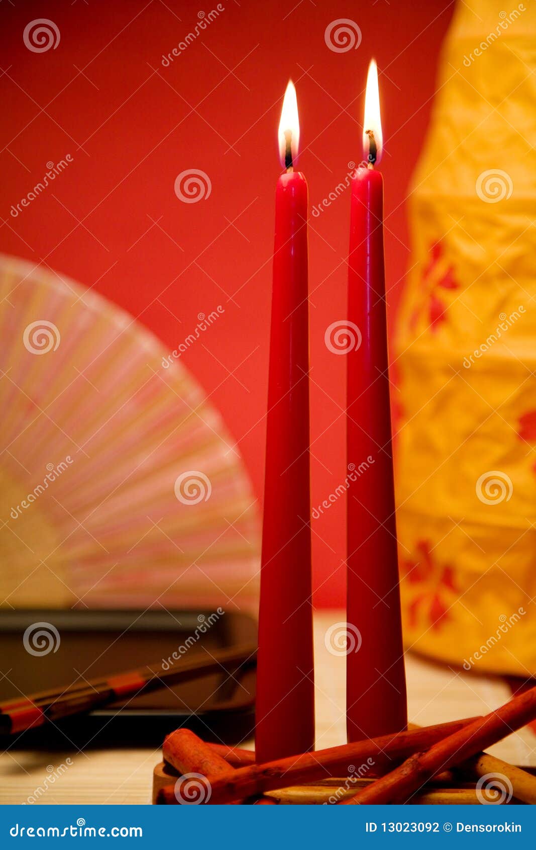 Two red candles stock photo. Image of japanese, drink - 13023092